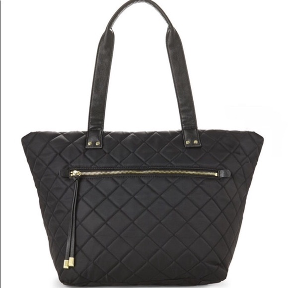 Bags | Black Quilted Tote Handbag | Poshmark